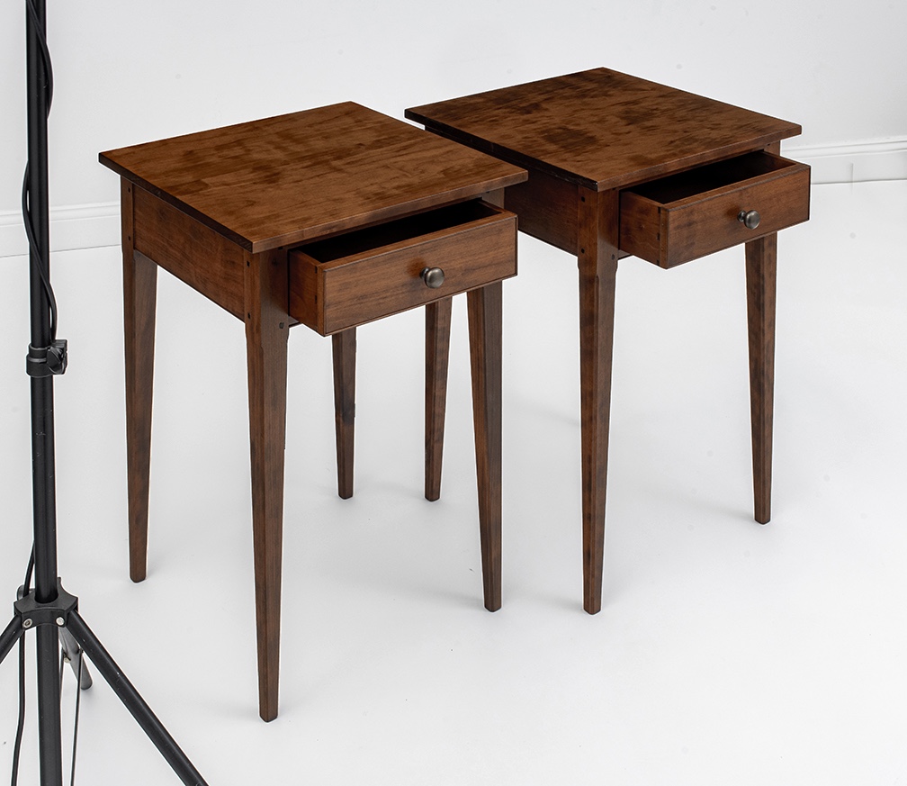 2 Cherry Wood Tapered Leg Stands