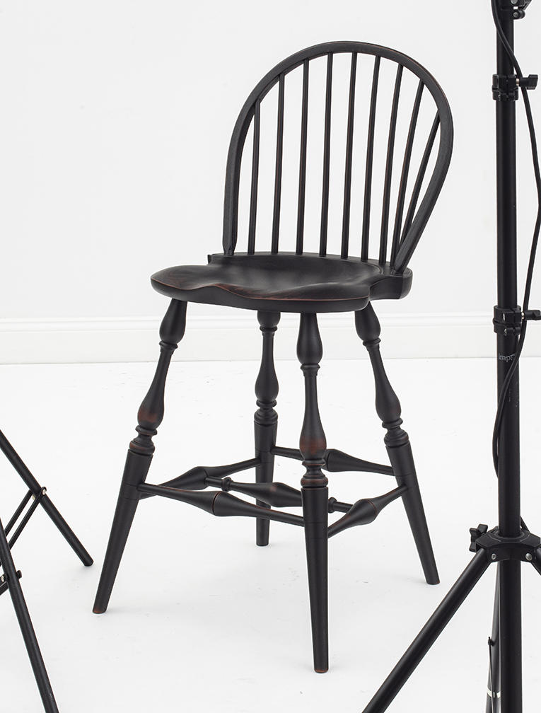 4 Historical Low Bow Back Windsor Stools