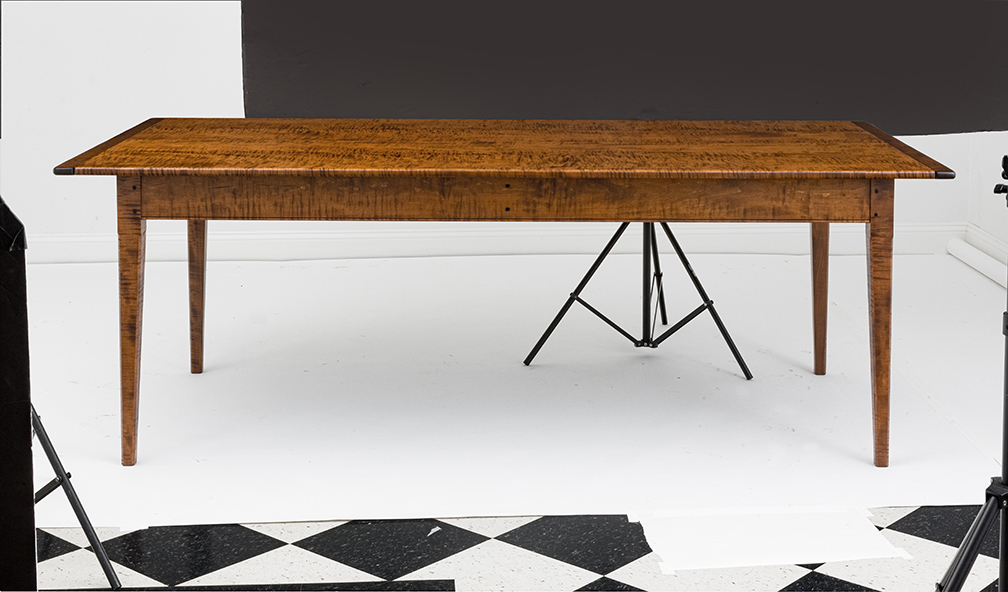 7ft X 39in Tiger Maple Table with Extensions