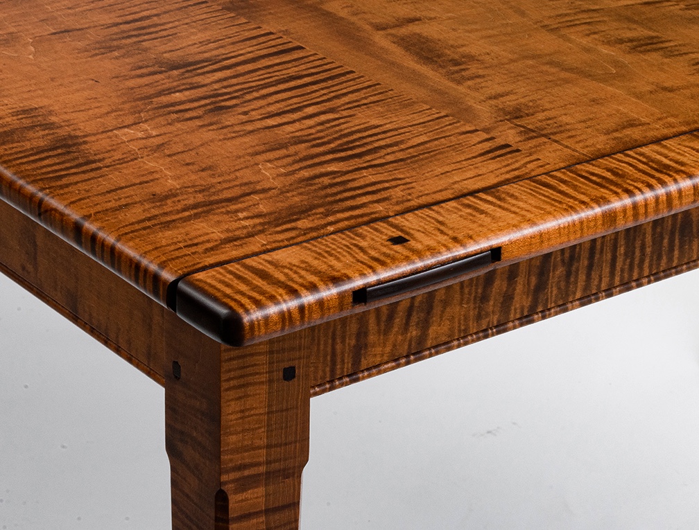 7ft X 39in Tiger Maple Table with Extensions